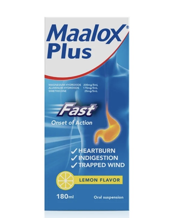Maalox Plus | Antacid Oral Suspension Lemon Flavor | 180ml - Dietary ...