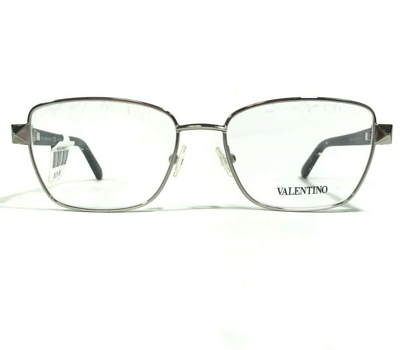 Valentino V2124 045 Eyeglasses Frames Black Silver Square Studded 53-18 ...