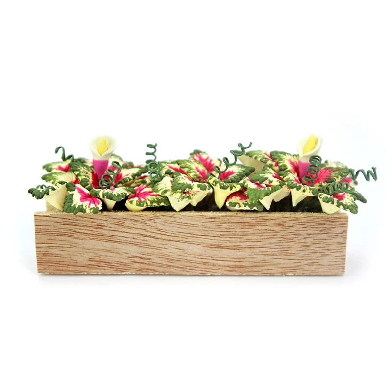 1/12 Doll House Miniature Caladium Flower Trough Simulation Potted ...