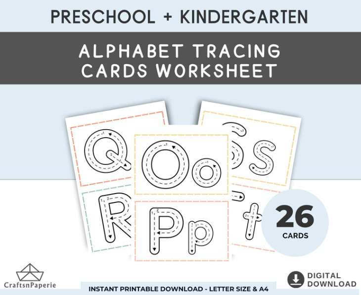 Alphabet Tracing Cards Worksheet in Pastel and 32 similar items