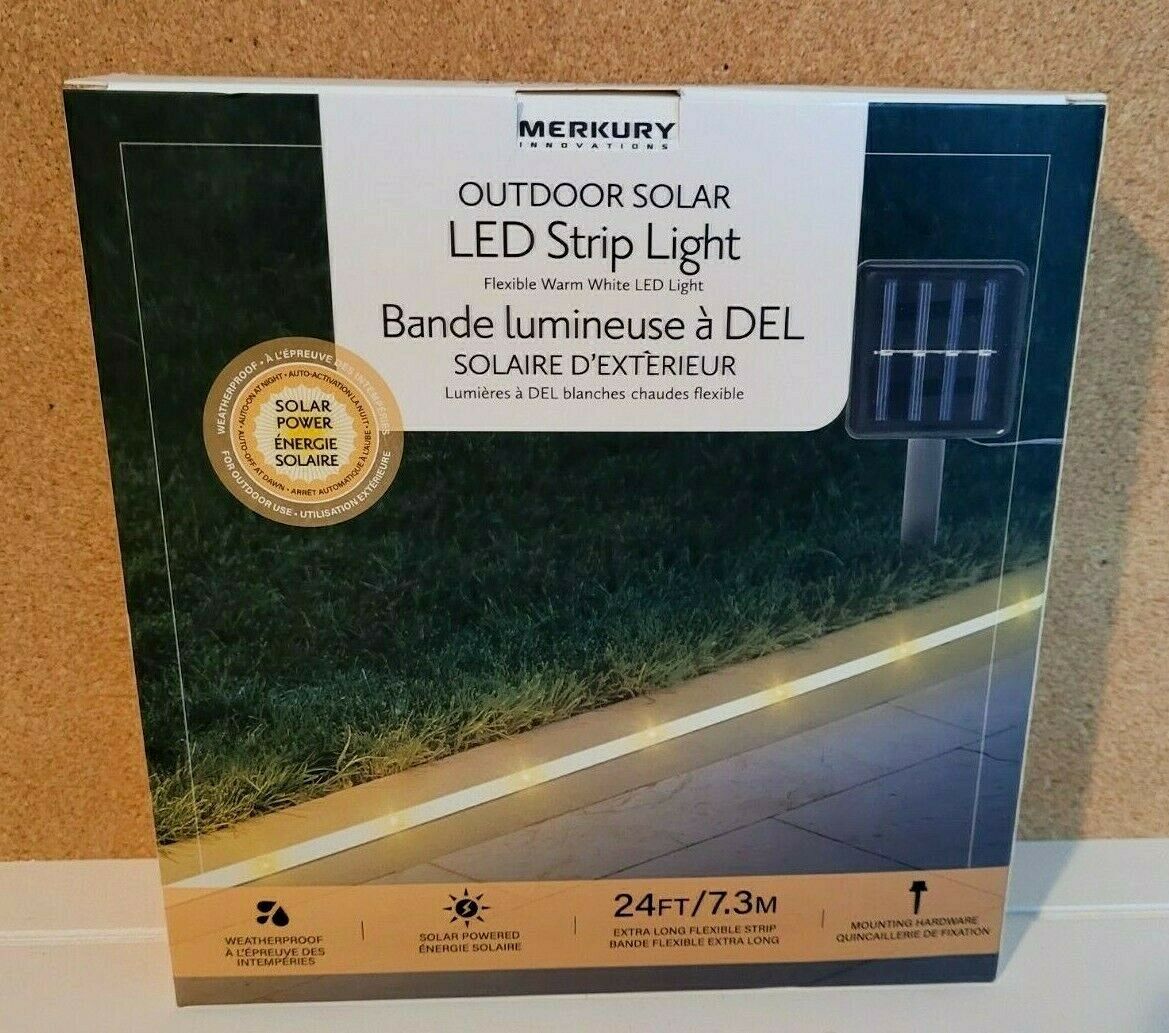 NIB Merkury Innovations OUTDOOR Solar LED STRIP LIGHT 24' WARM WHITE ...