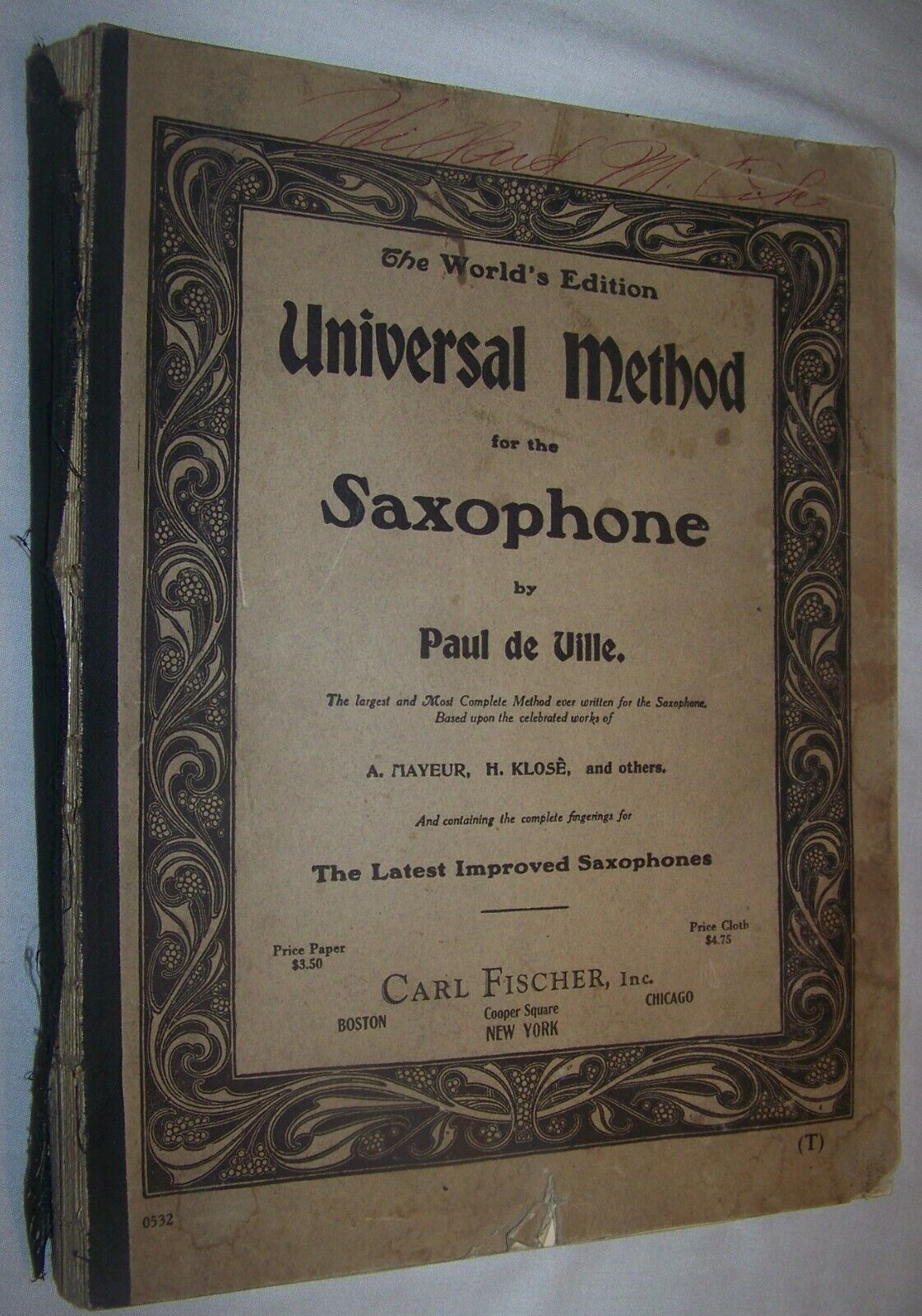 The Worlds Edition Universal Method for ALTO SAXOPHONE Paul De Ville ...