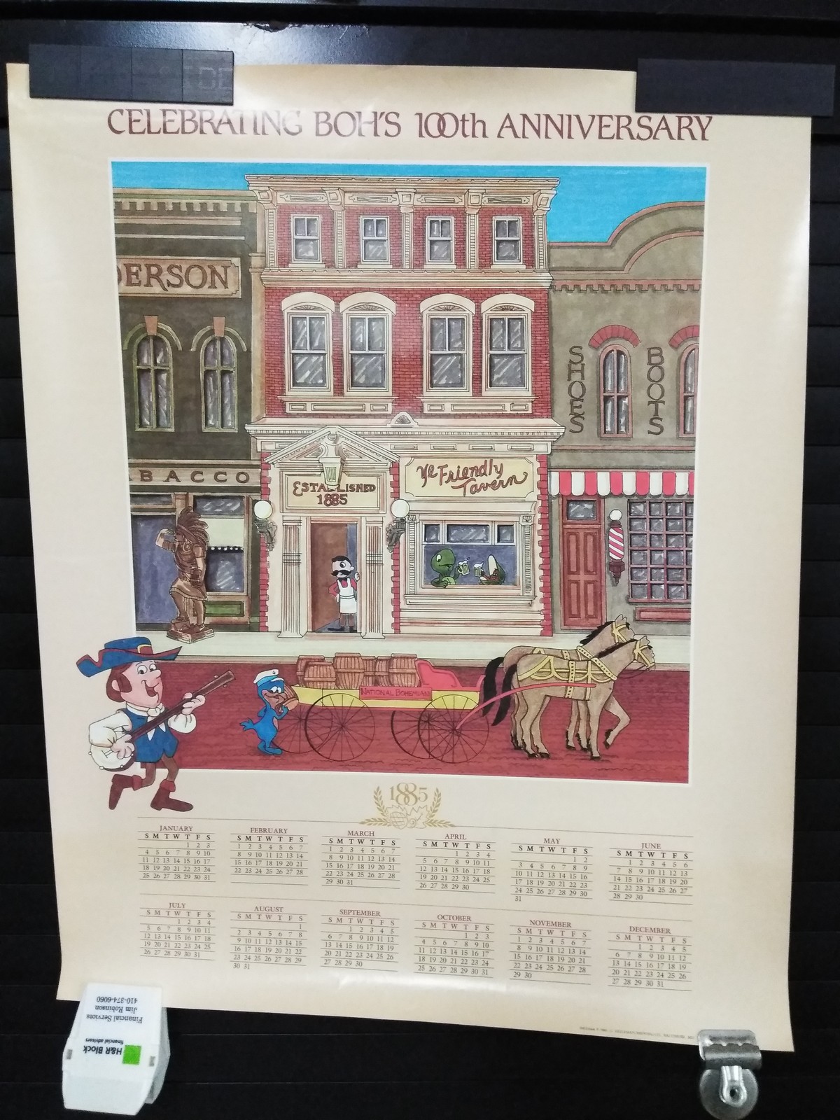1985 National Boh's 100th Anniversary Poster/Calendar - Posters, Prints