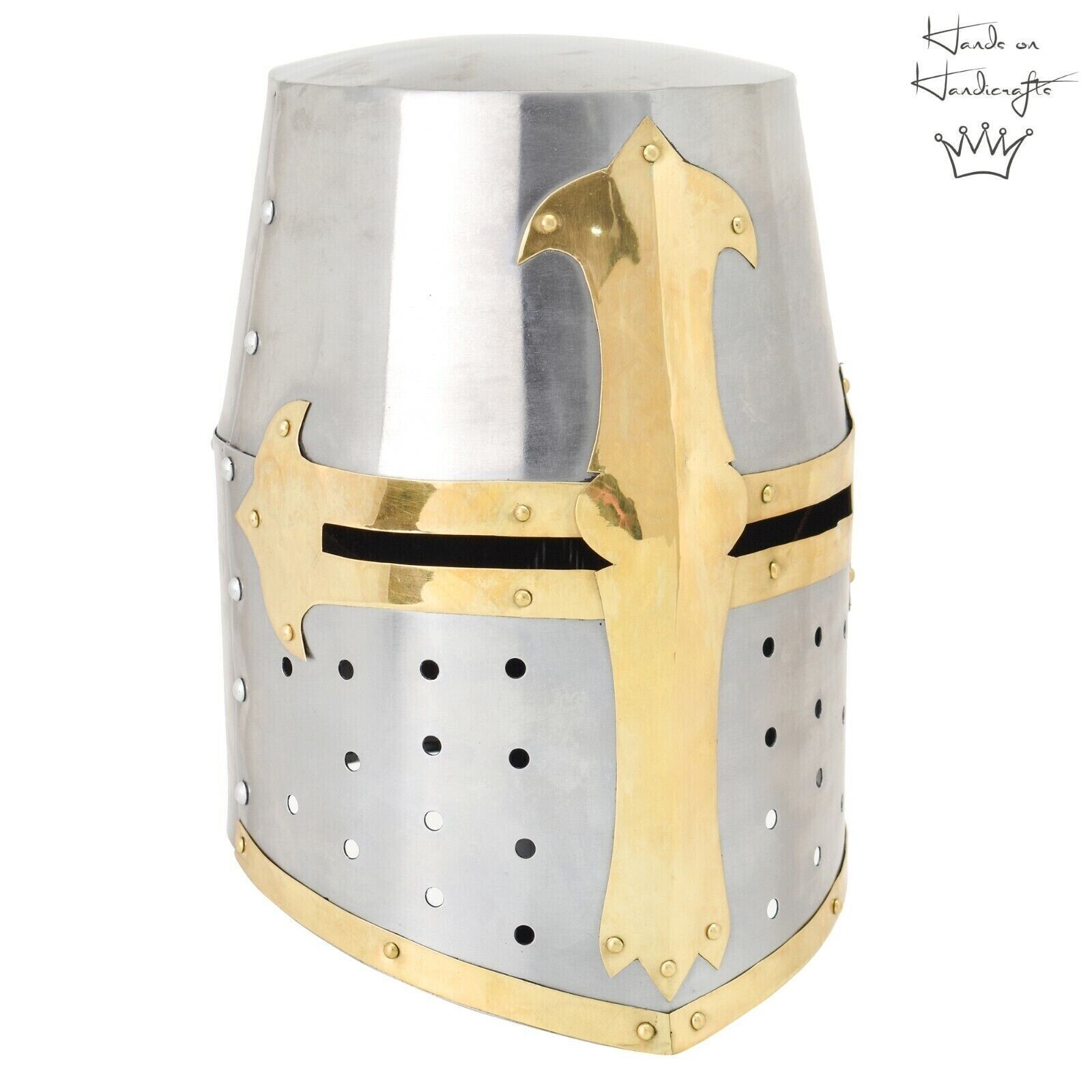 Medieval Knight Armor Crusader Steel & Brass New Templar Soldier Helmet ...