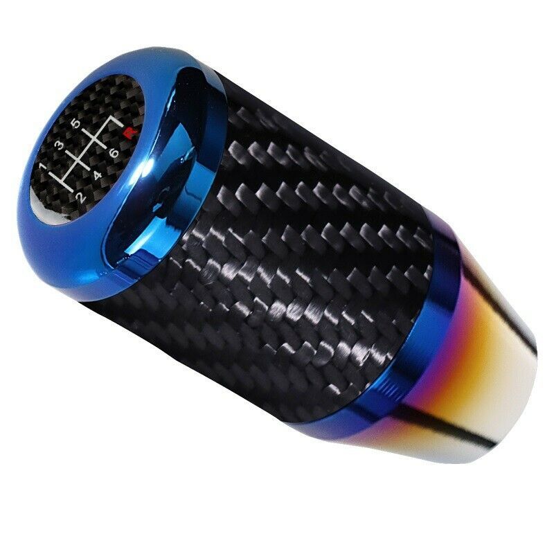 Universal 6 Speed Manual Car Gear Carbon Fiber / Burnt Blue Shift Knob ...