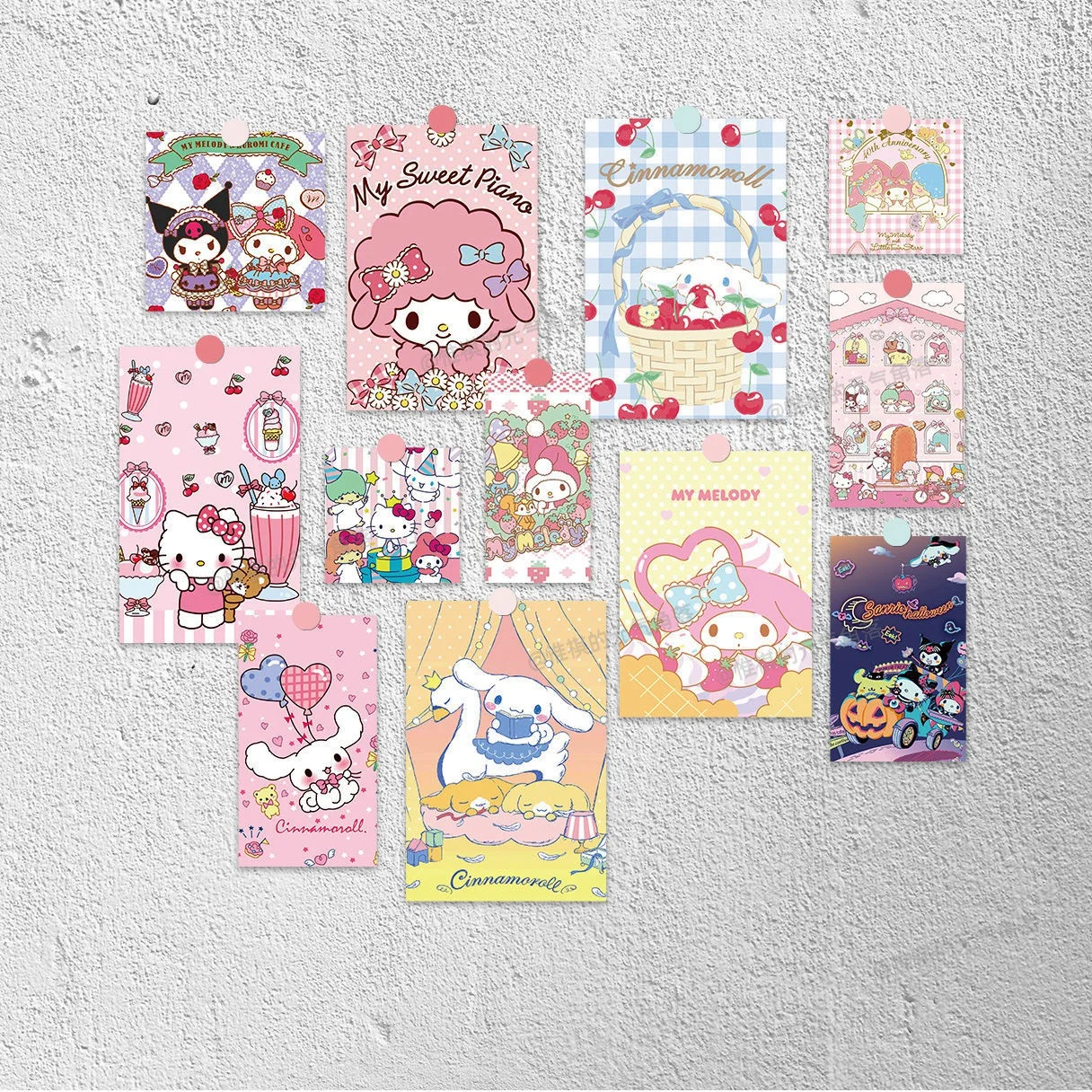 20pcs Sanrio Cartoon Hello Kitty My Melody Kuromi Little Twin Star Wall ...