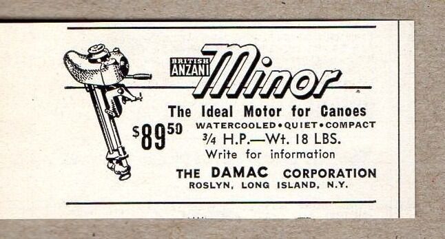 1953 Print Ad Minor British Anzani Outboard Motors Damac Corp Long ...