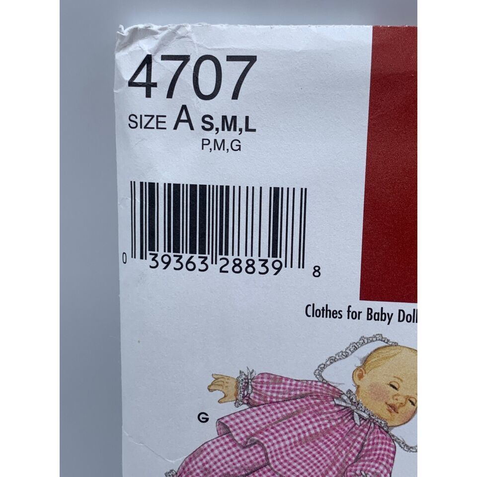 Simplicity Baby Doll Clothes Sewing Pattern Sz 12" to 22" doll 4707 ...