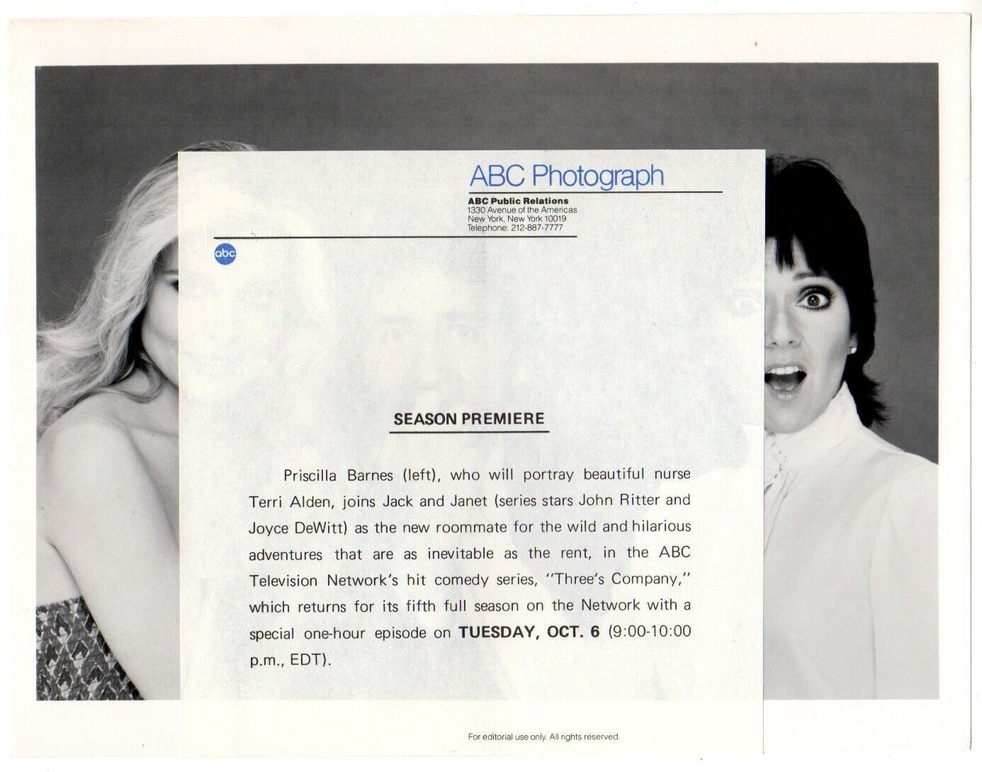 *THREES COMPANY 81 Premiere Debut of Priscilla Barnes, John Ritter ...