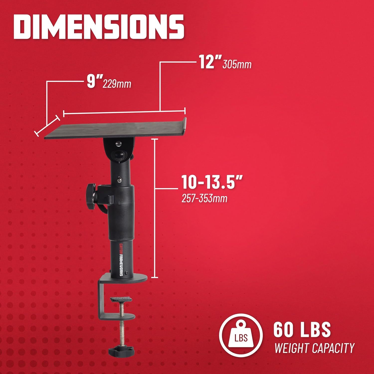 Gator Frameworks Desktop Clamp-On Studio Monitor And Speaker ...