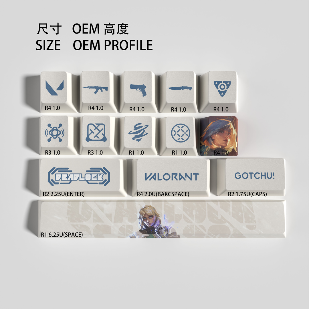VALORANT Themed Keycaps Deadlock PBT heat-sublimation keycaps 14 keys ...