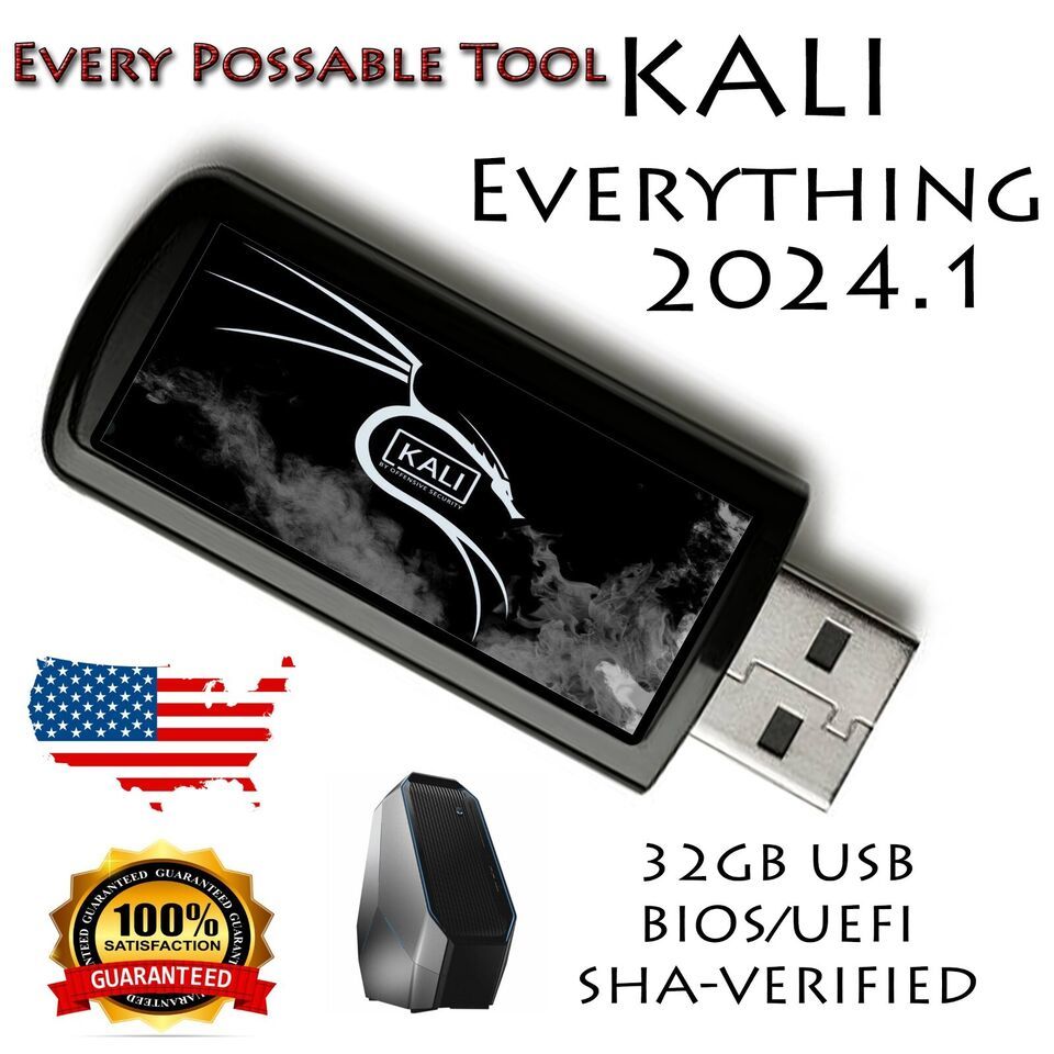 Kali Linux Everything 2024.1 32GB USB - UEFI/Legacy Compatible - AMD ...