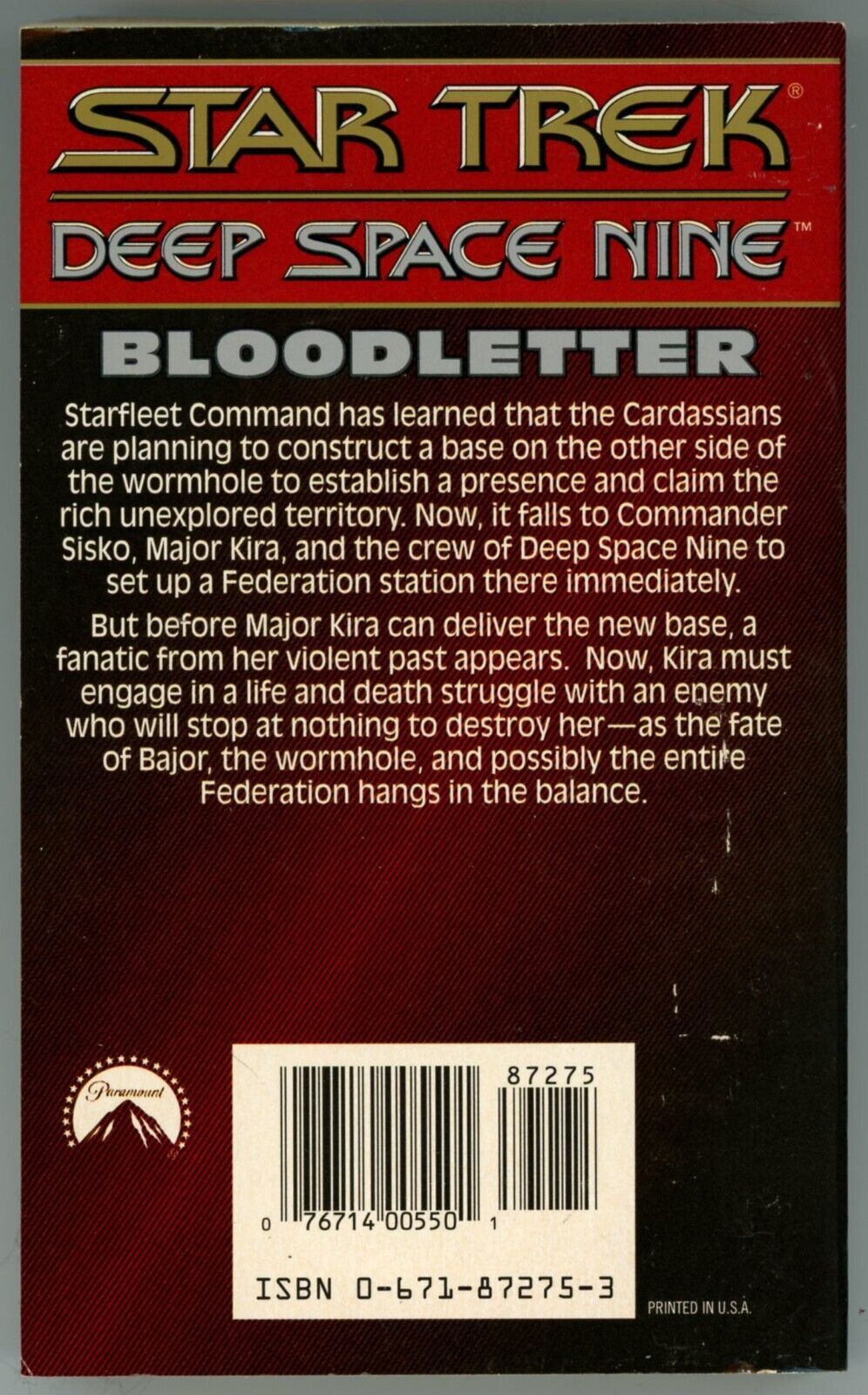 Star Trek Deep Space Nine 3 Bloodletter K W Jeter First Printing DS9 ...