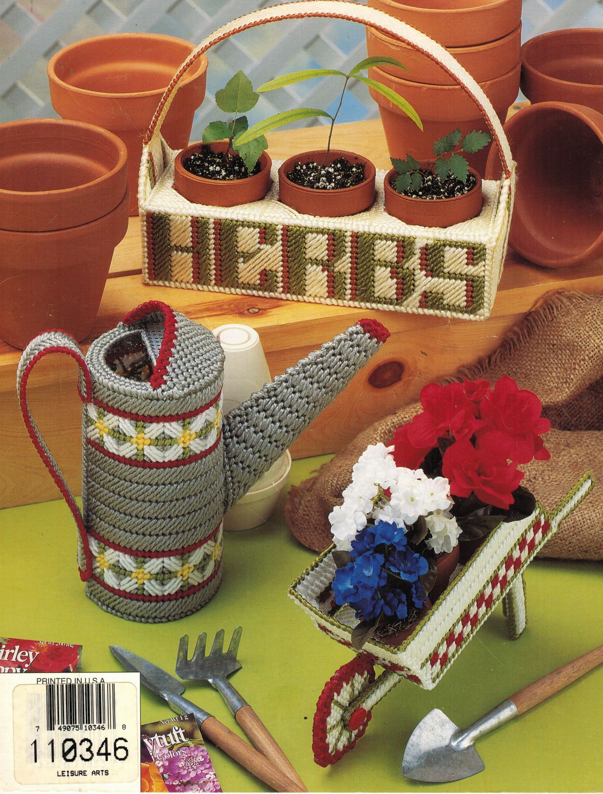 Plastic Canvas Flower Press Hummingbird Tissue Coasters Can Wheelbarrow ...