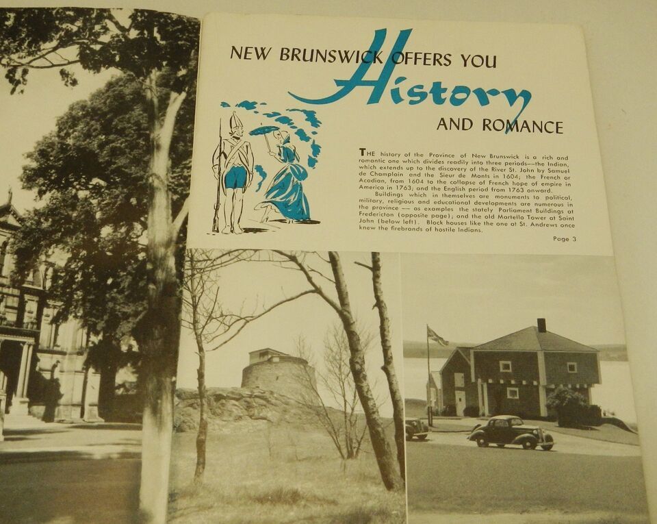 Vintage New Brunswick Canada tourist brochure B&W photos 1950s fish ...