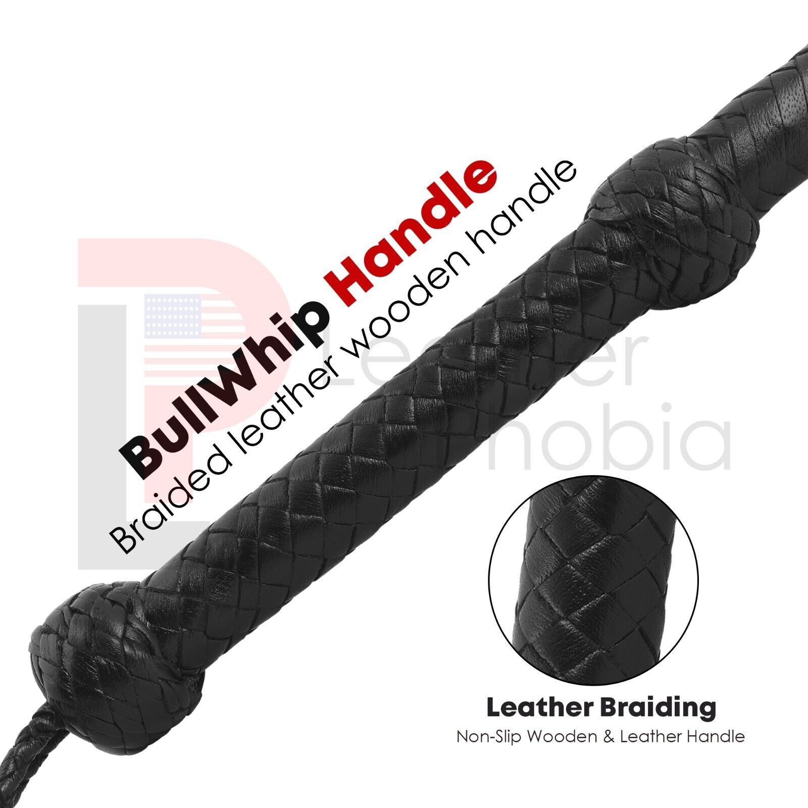 Genuine Cow Hide Leather Bullwhip 08 Feet Long Black 12 Plaits Heavy ...