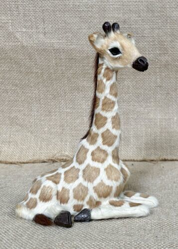 Goat Hair Resting Giraffe Figurine Realistic African Animal Boho Safari ...