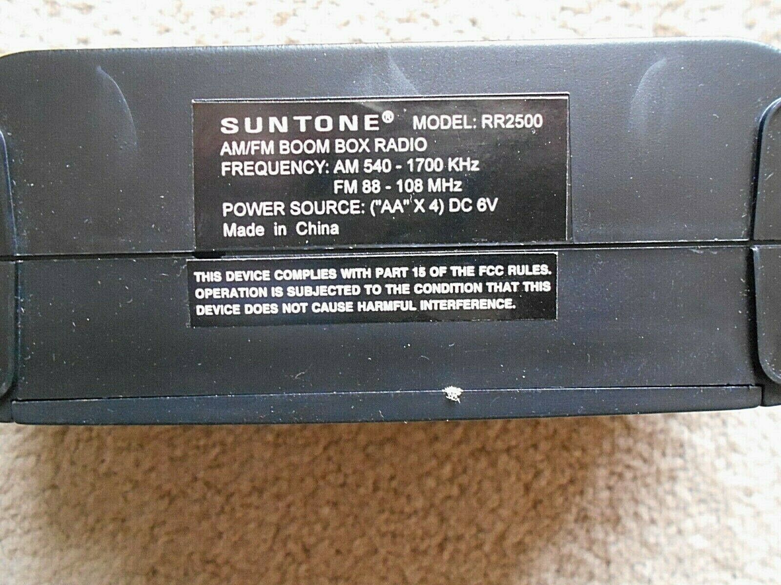 Suntone Twin Speaker AM/FM Model RR2500 Boom Box Radio w/carrying ...
