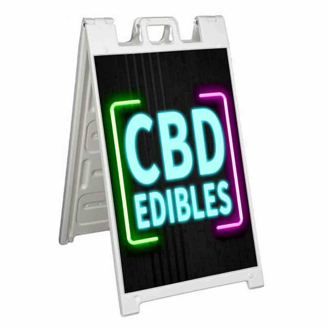 CBD EDIBLES NEON Signicade 24x36 Aframe Sidewalk Sign Banner Decal ...