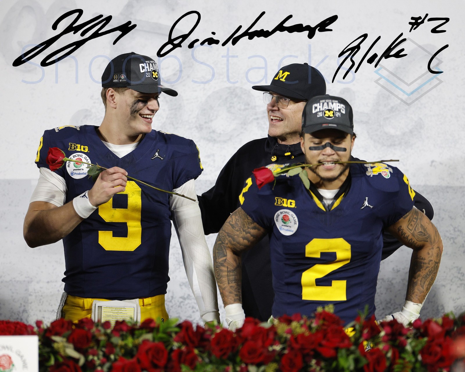 J.J. McCarthy Blake Corum Jim Harbaugh Signed 8x10 Glossy Photo ... J.J. McCarthy Blake Corum Jim Harbaugh Signed 8x10 Glossy Photo ...