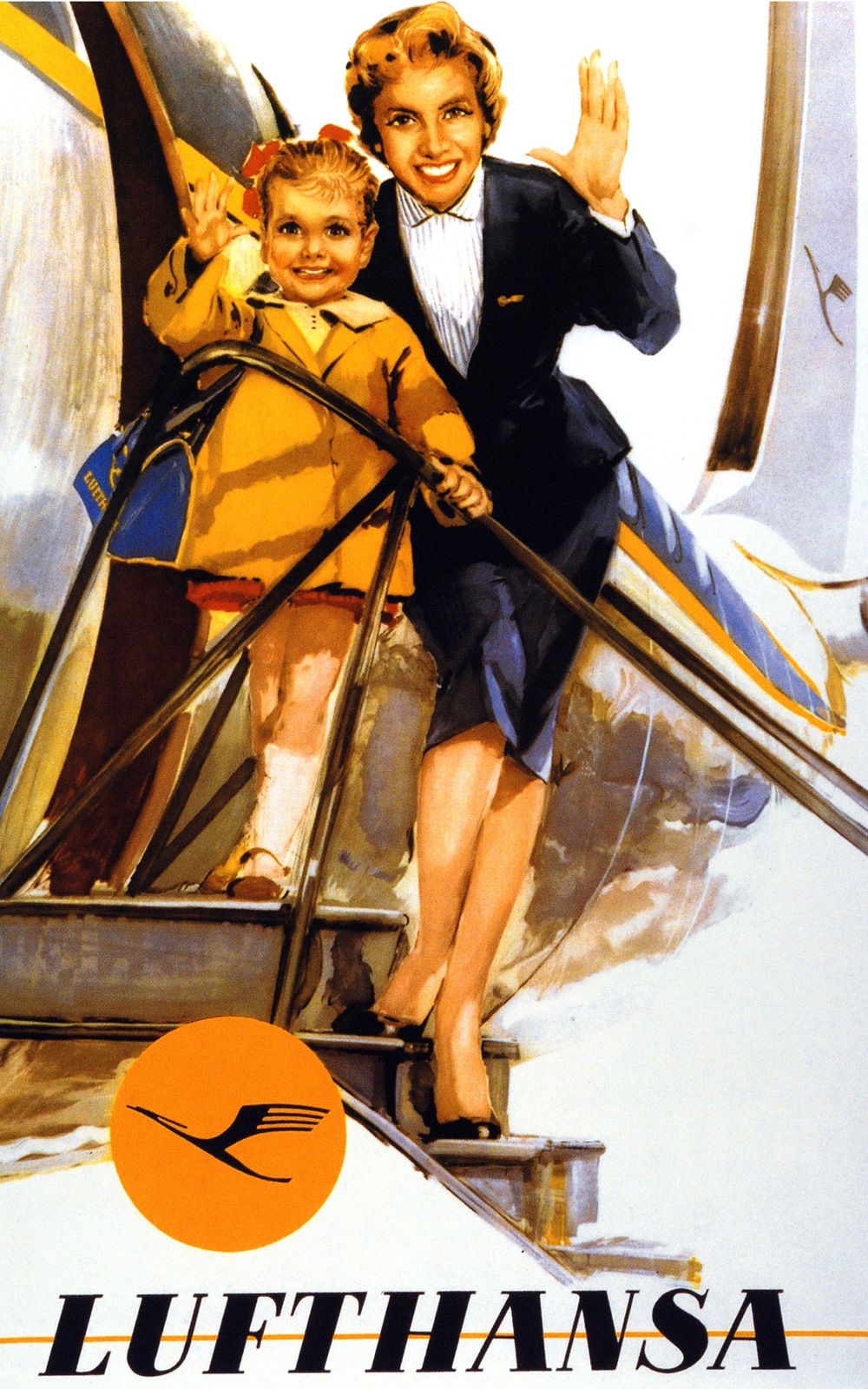 9451.Aviation.woman and child waving from plane.POSTER.decor Home ...