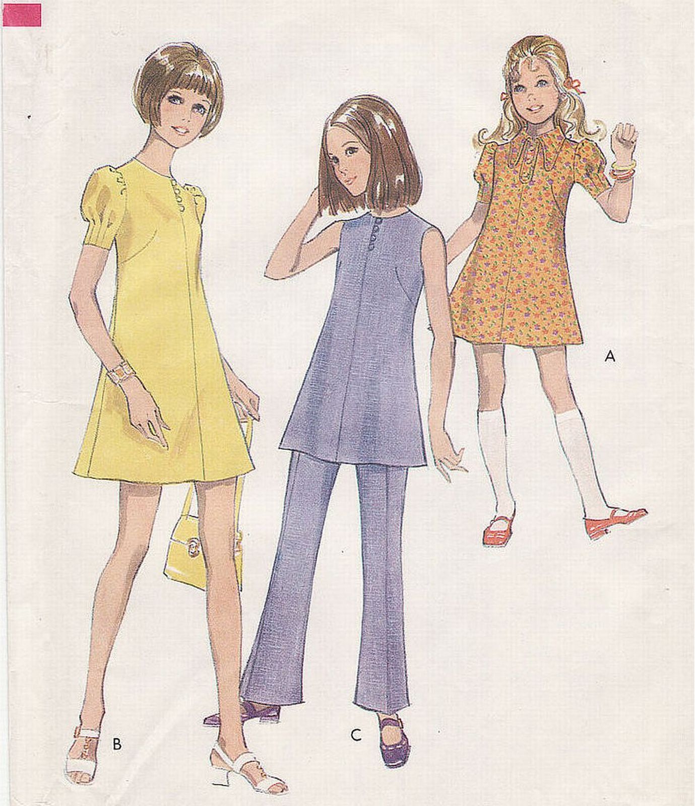 Vintage 1970 Girls Style Dress Tunic Trousers Pants Sew Pattern S12 ...