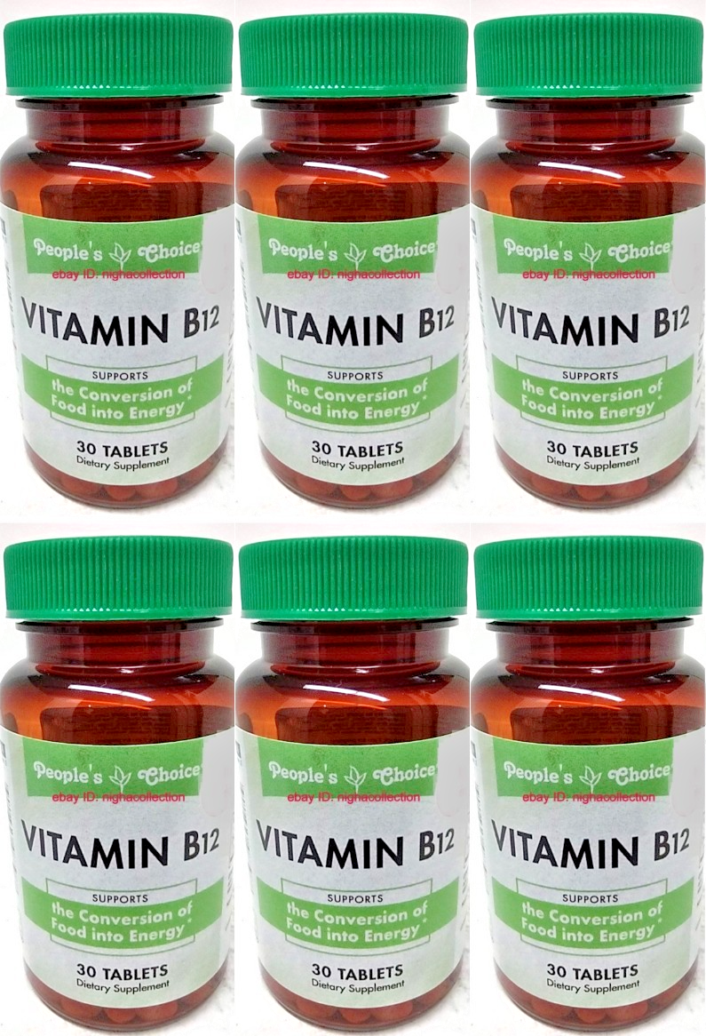 ( Lot 6 Bottles ) P.Choice Vitamin B12 ( 30-Tablets/Bottle=TOTAL 180 ...