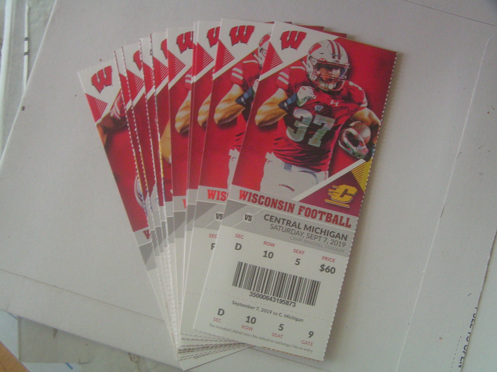 2019 Wisconsin Football Full Unused Ticket Stubs @ Camp Randall Stadium ...