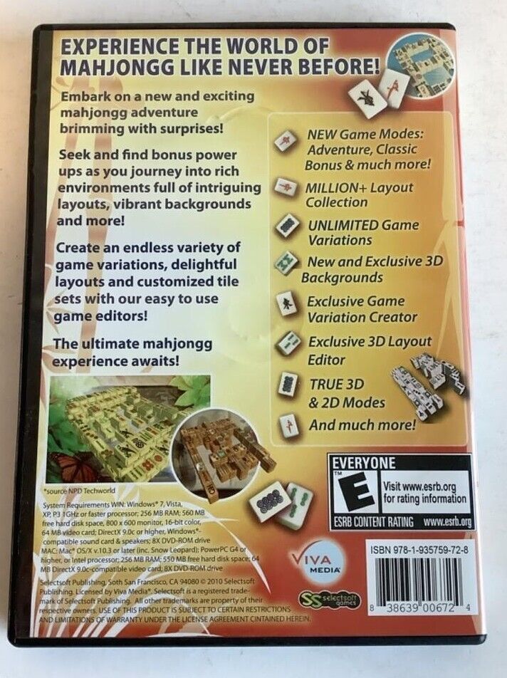 Mahjongg 4 Deluxe Windows/Mac DVD-ROM Video Game Software Viva Media ...