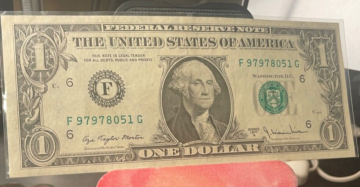 1977 A Series $1 Dollar Bill Error Crisp Misaligned Misprint Miscut ...