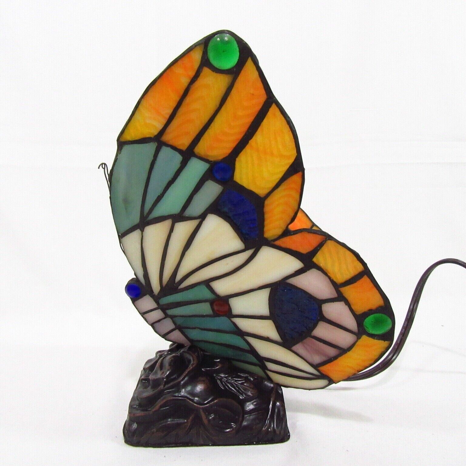 Tiffany Style Stained Glass Butterfly Multicolor Accent Table Lamp #2 ...