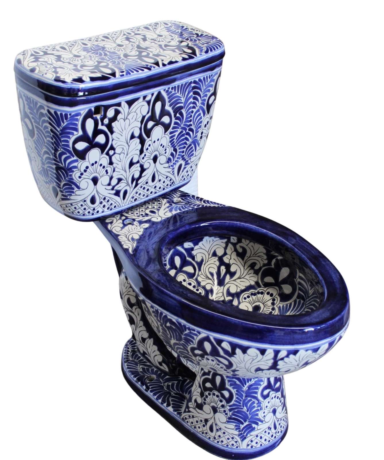 Mexican Toilet ELONGATED Comfort Height Hand Painted - Acapulco Azul ...