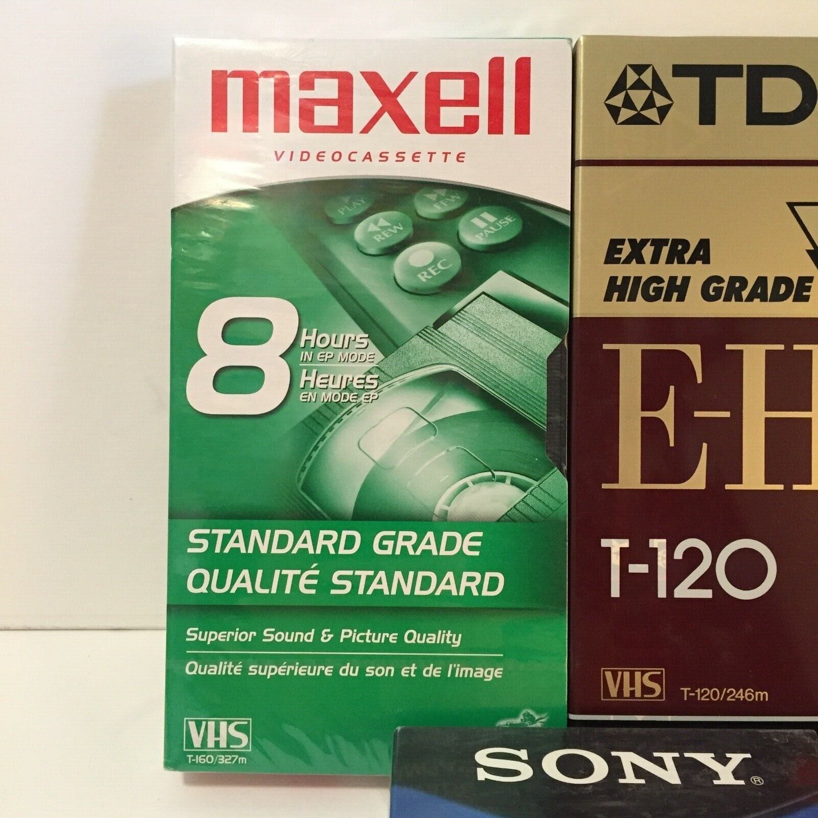 5 VHS lot TDK Sony Maxell T-120 T-160 Blank VCR Premium Tapes Sealed ...