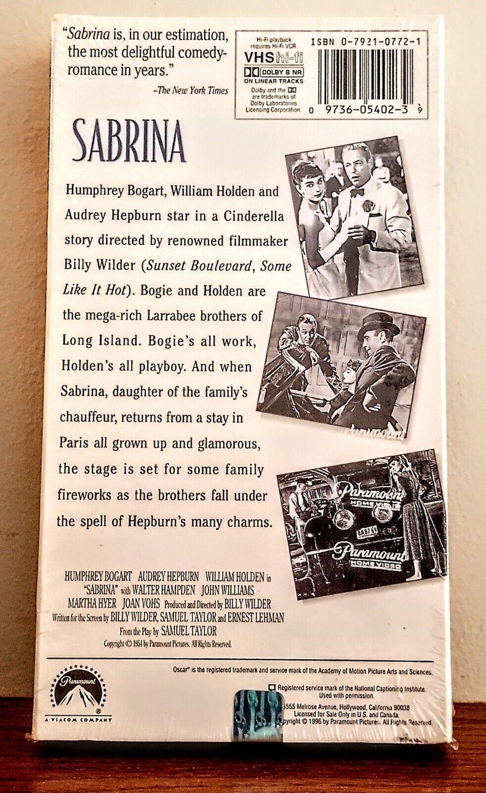 SABRINA VHS TAPE Audrey Hepburn & Humphrey Bogart Movie Sealed/Brand ...