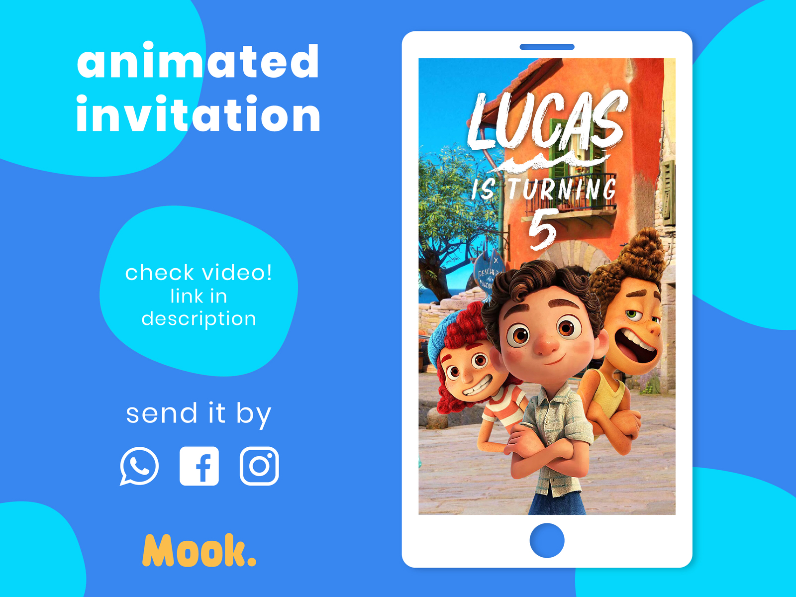 Luca Video Invitation Animated, Luca Digital Birthday Invitation ...