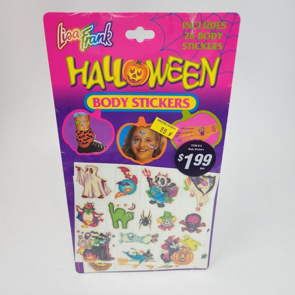 VINTAGE LISA FRANK HALLOWEEN BODY STICKERS GLITTER 2 SHEETS NEW IN ...
