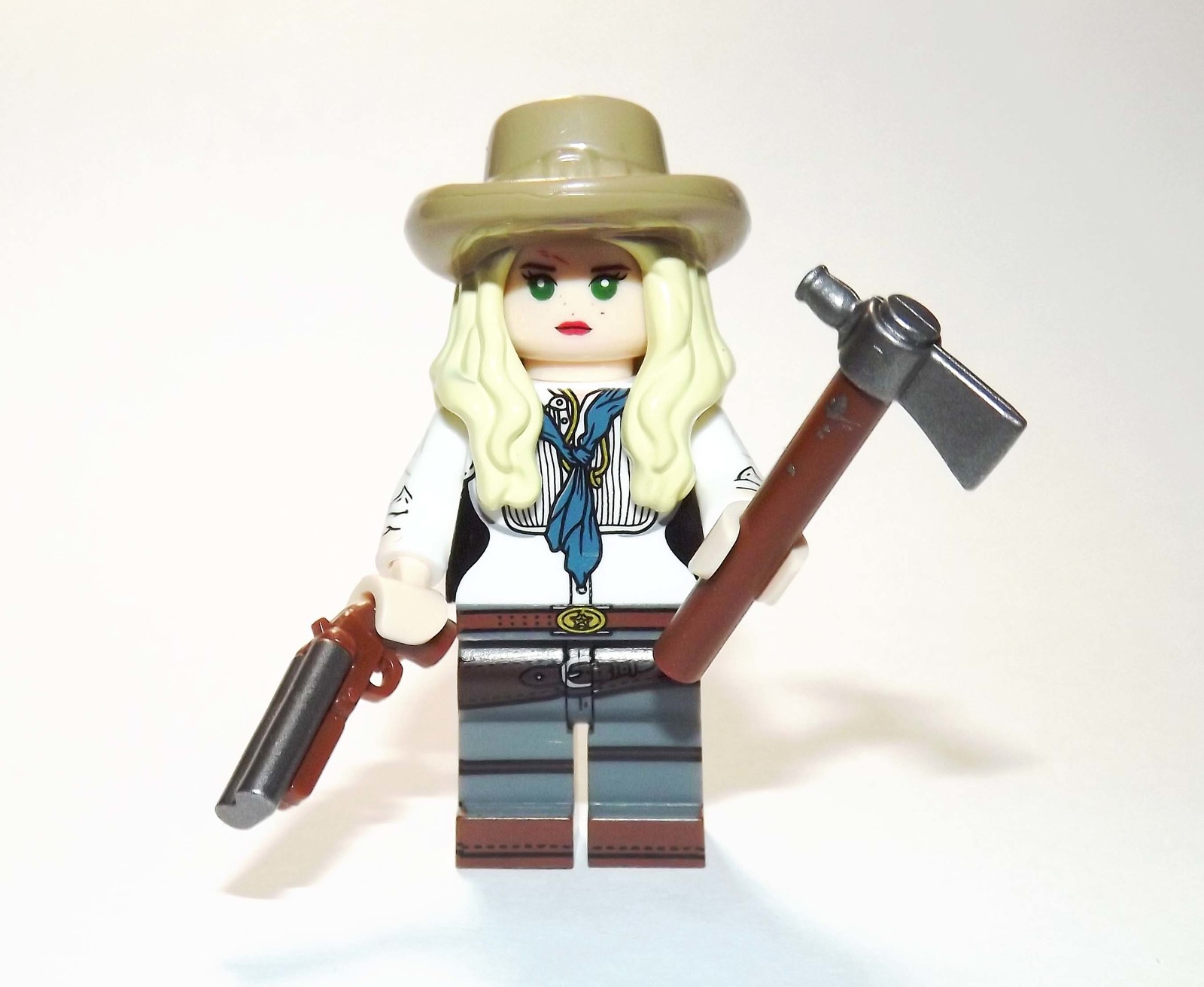 YY Minifigure Building Custom Cowgirl with Hatchet Wild West movie ...