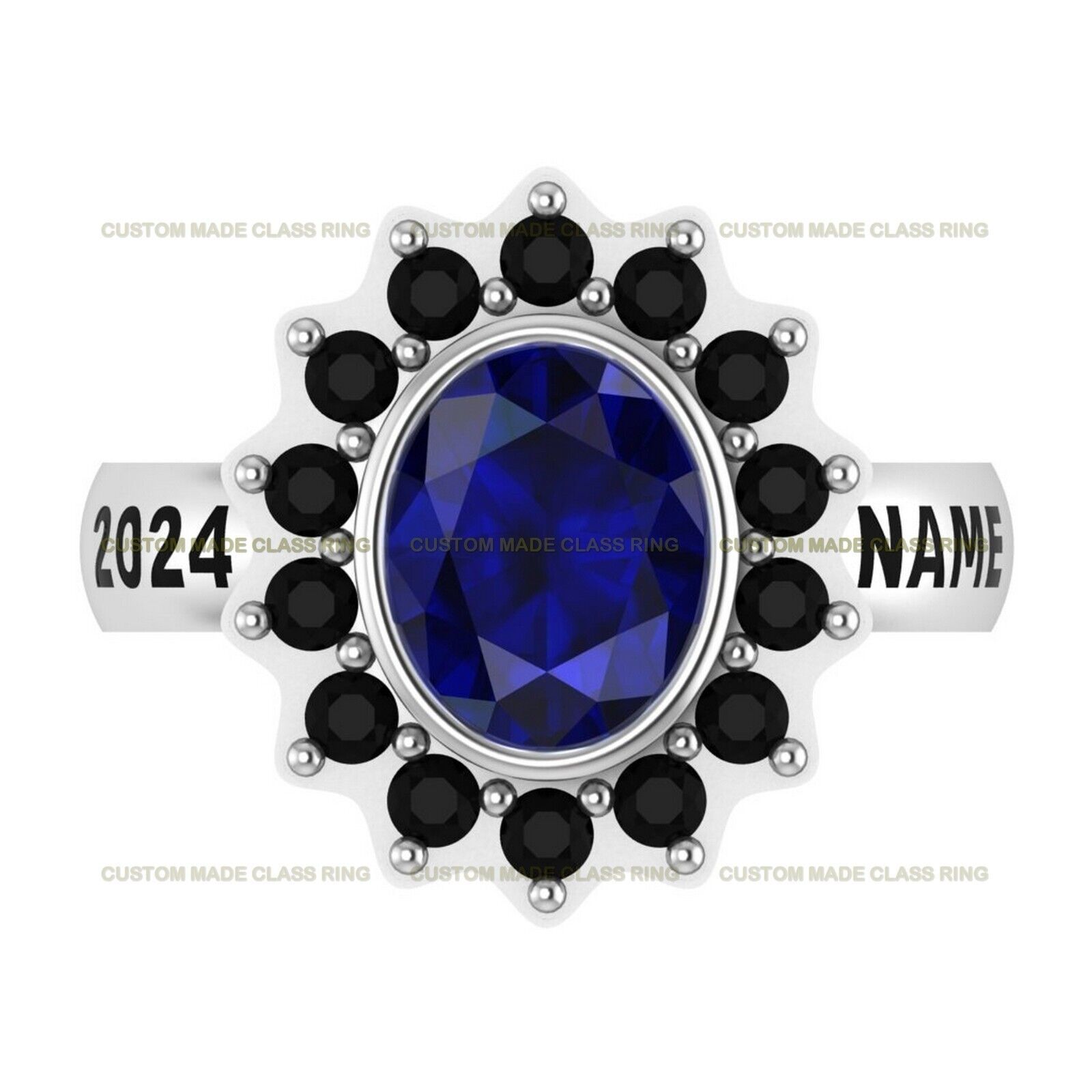 Custom Oval Halo Class Ring Graduation Gift Enclave Essence Collection ...