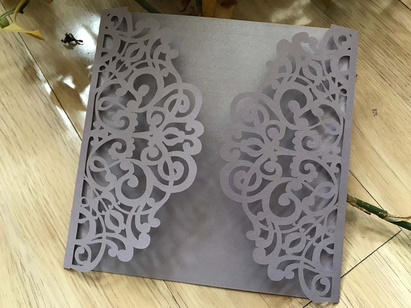 50pcs Light Purple laser cut Invitations cards,custom laser cut Invite ...