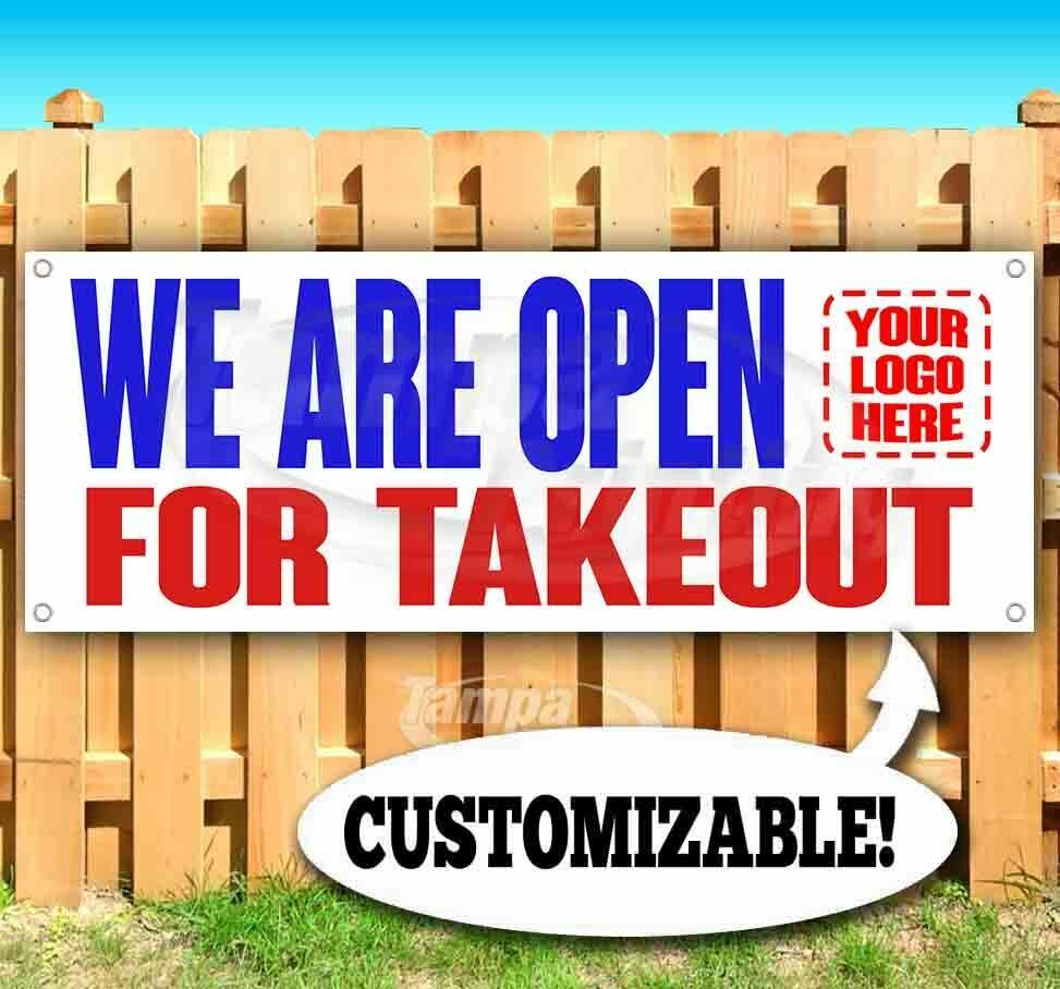 WE ARE OPEN FOR TAKEOUT CUSTOM LOGO Advertising Vinyl Banner Flag Sign ...