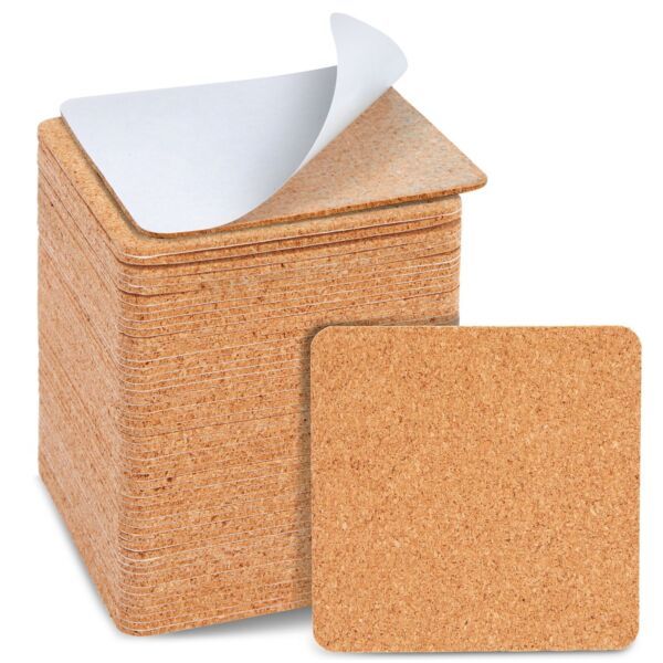 Self-Adhesive Cork Squares 50 Pack Tiles Sheets - Kitchen, Dining & Bar