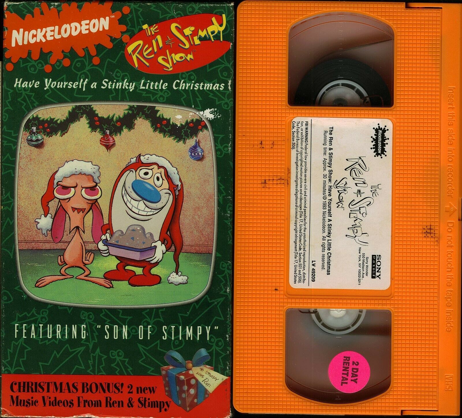 REN & STIMPY STINKY CHRISTMAS SPECIAL VHS SONY VIDEO TESTED - VHS Tapes