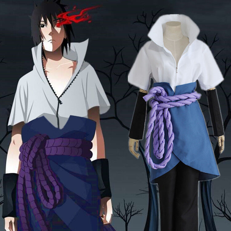 Hot！Anime Sasuke Uchiha four Uniform Cloth Made Cosplay Costume full ...