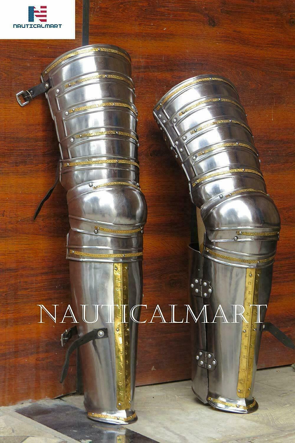 Medieval Leg Guards knight Leg Armor, Upper Leg- Knees and Greaves ...