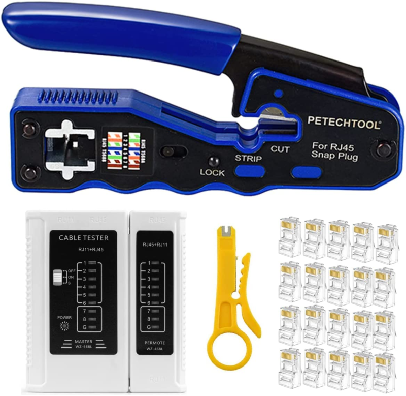 RJ45 Crimp Tool Kit All-In-One Crimping Tool Ethernet Crimper Wire ...