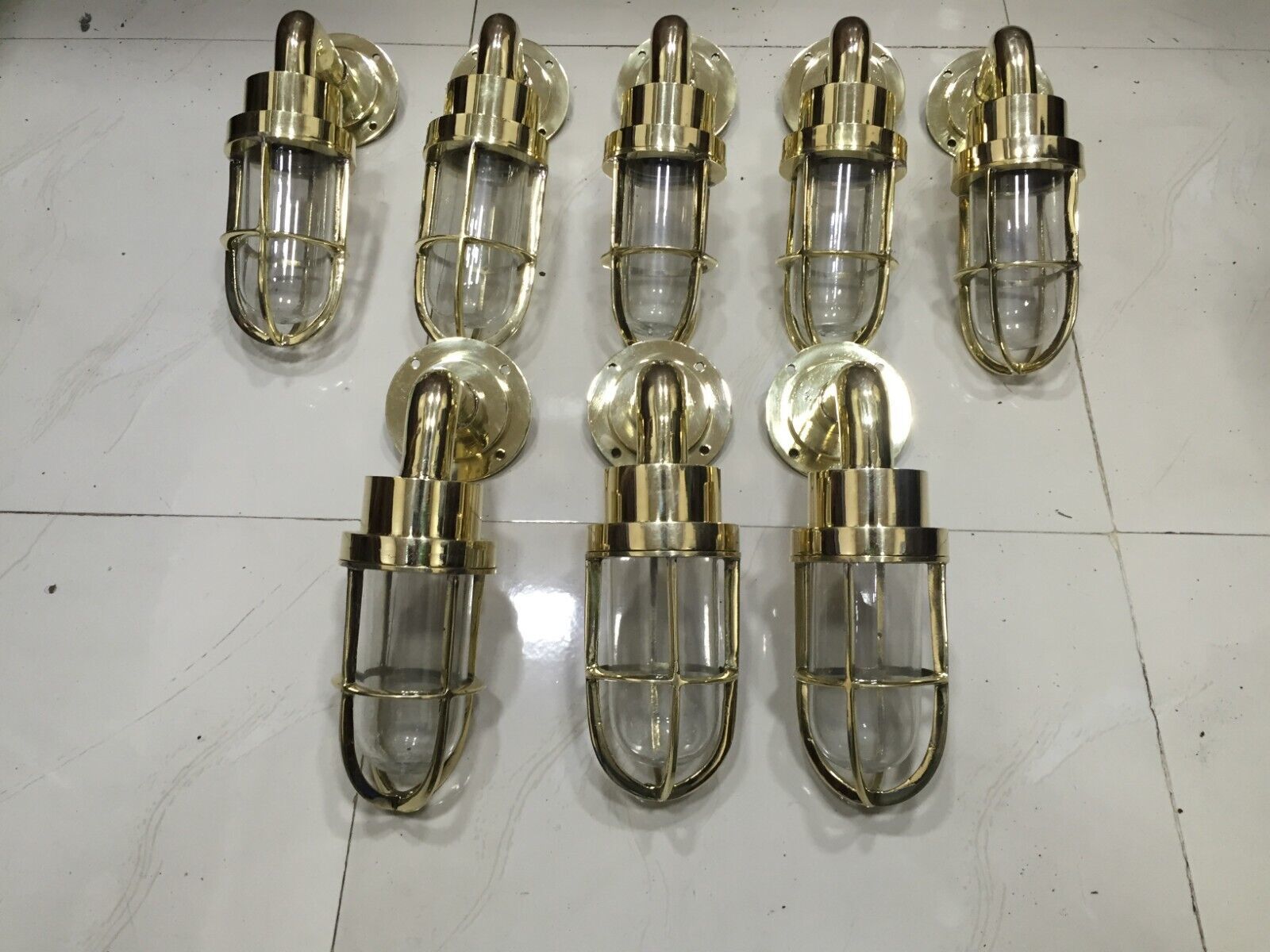 Wall Mount Nautical Style Bulkhead Passage Way Brass New Light 8 Piece ...
