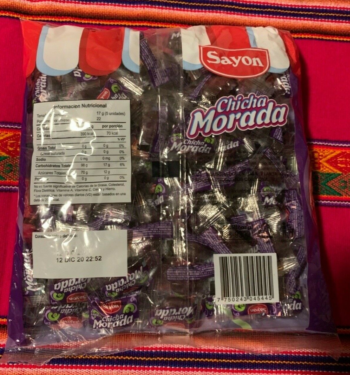 Chicha Morada Purple Corn Flavor Candies 220 units 748gr. Sayon Made in ...