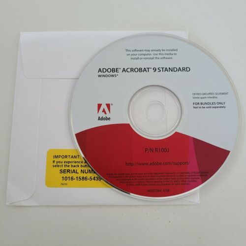 Adobe Acrobat 9 Standard for Windows -- Disc & Serial Number - Web ...