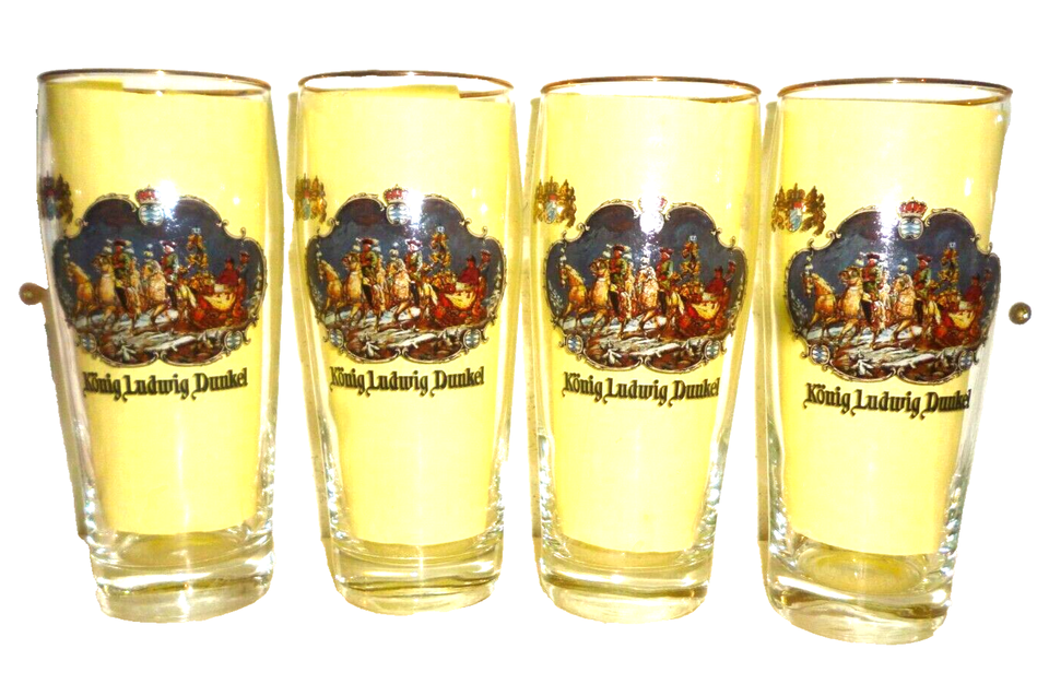4 Schloss Kaltenberg Ludwig Hell Dunkel 0.5L German Beer Glasses - Germany