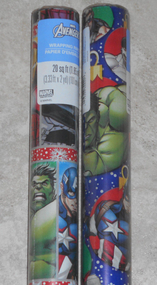 USA MARVEL AVENGERS HULK Christmas Wrapping Paper Red Blue 20 SQ FT ...